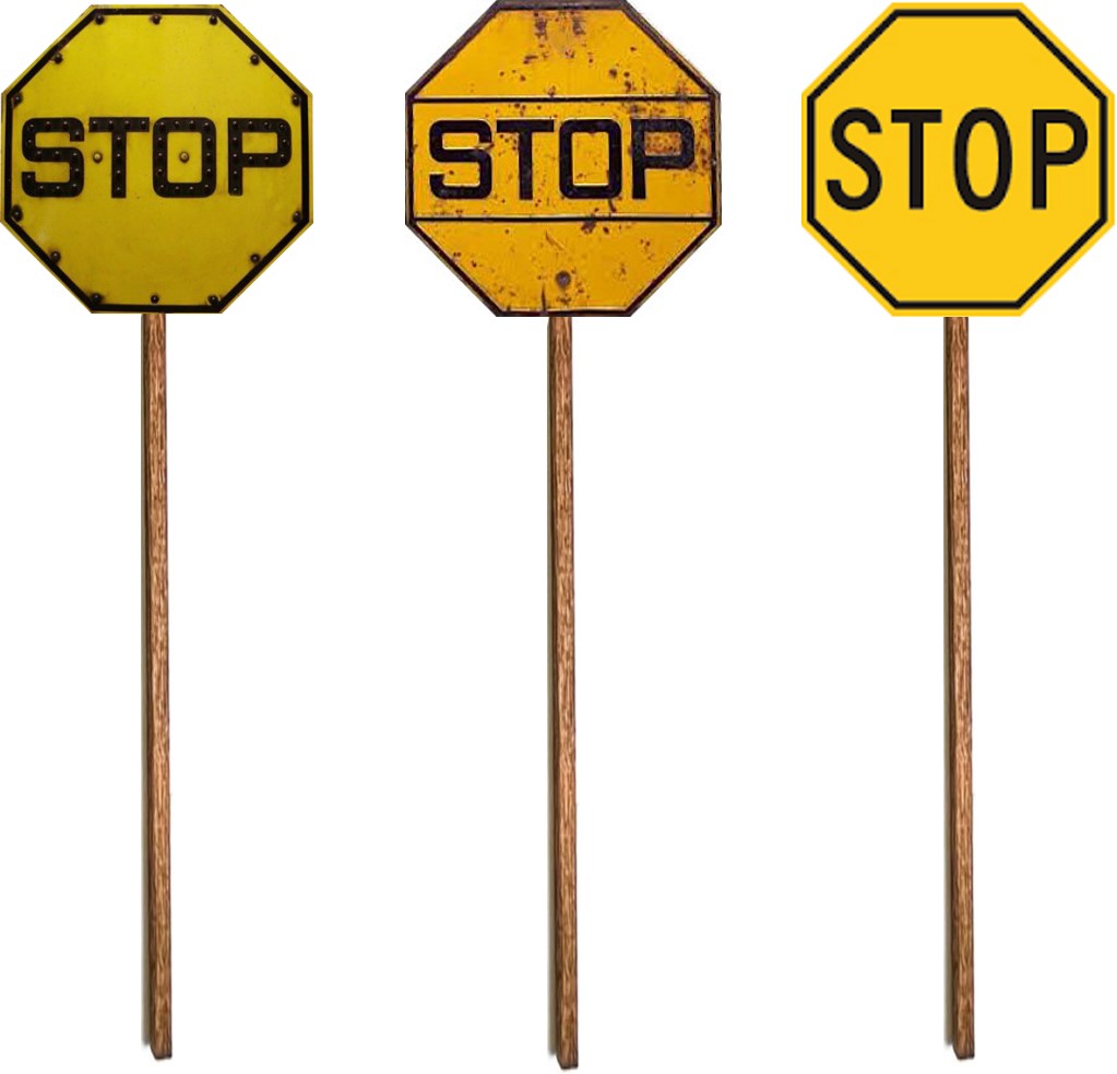 HO Scale - Yellow Stop Sign - 2 Pack – Lineside Details