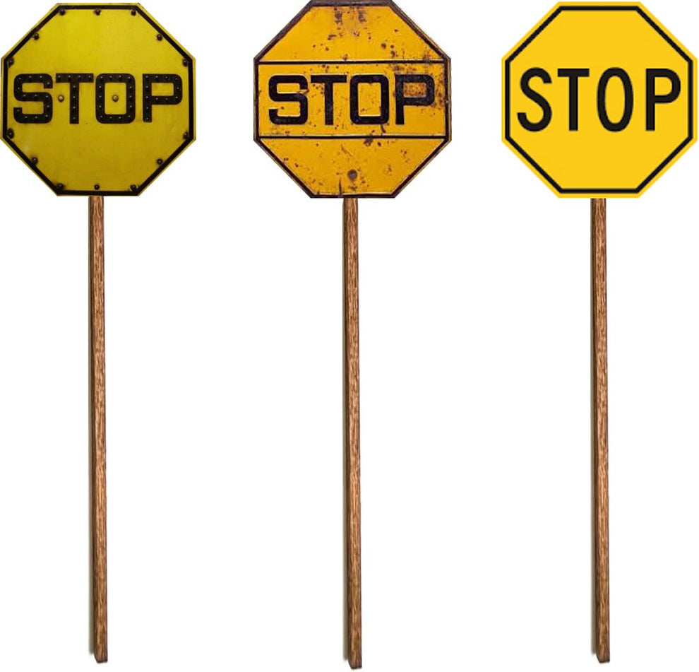 HO Scale - Yellow Stop Sign - 2 Pack – Lineside Details